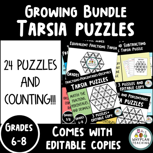 24 Math Puzzle Bundle | Middle School | Editable Copies
