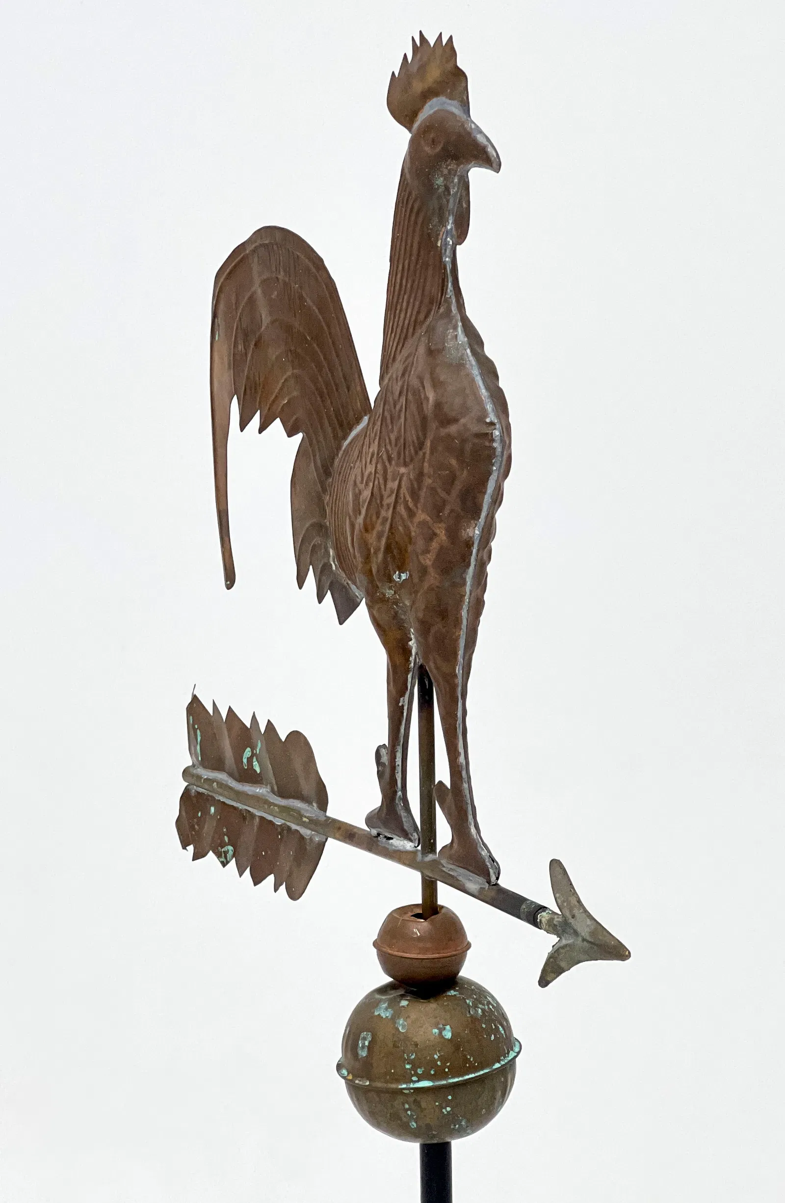 Antique Copper Rooster Weathervane on Stand | Koch Antiques