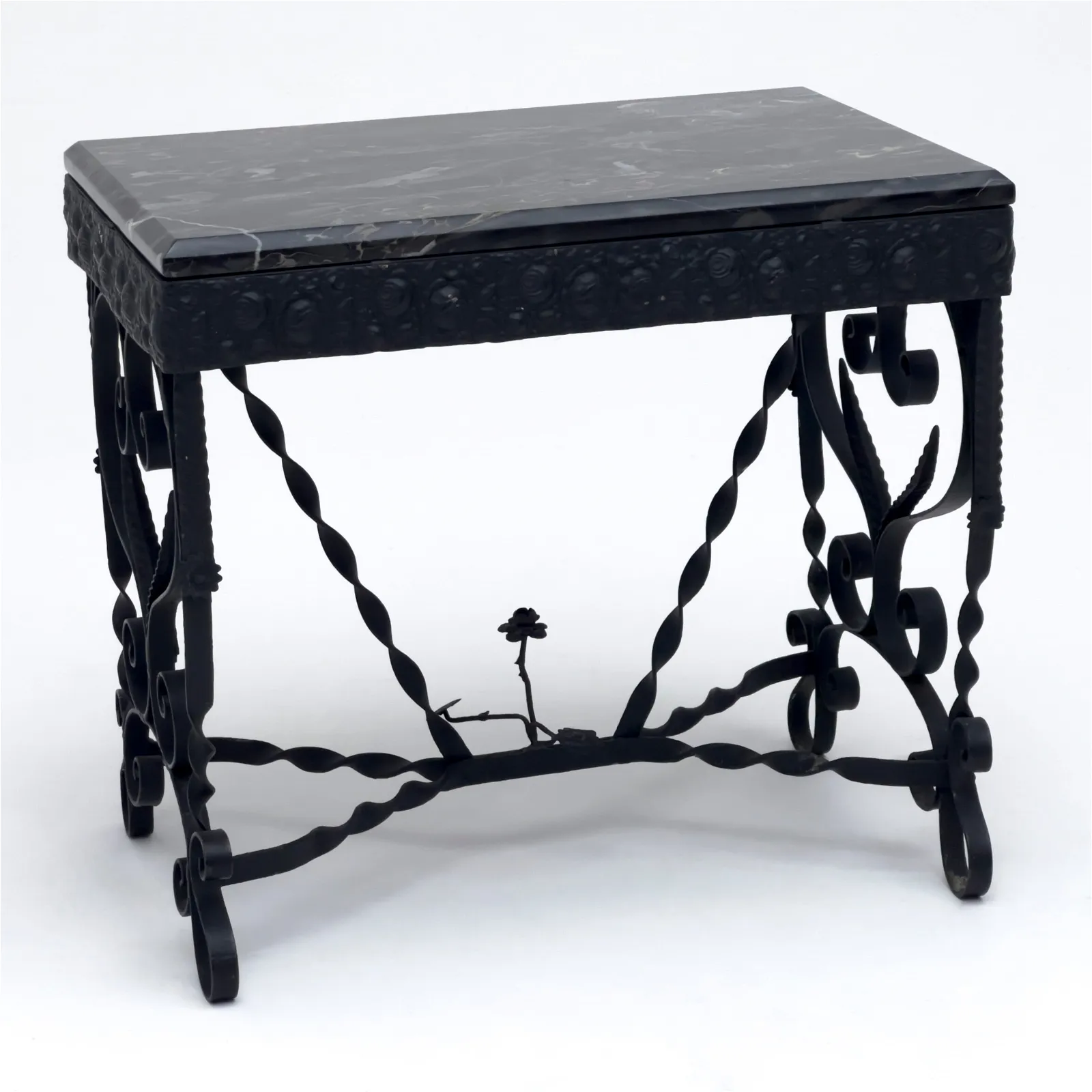 Art Deco Wrought Iron Hall Table w/ Marble Top | Koch Antiques