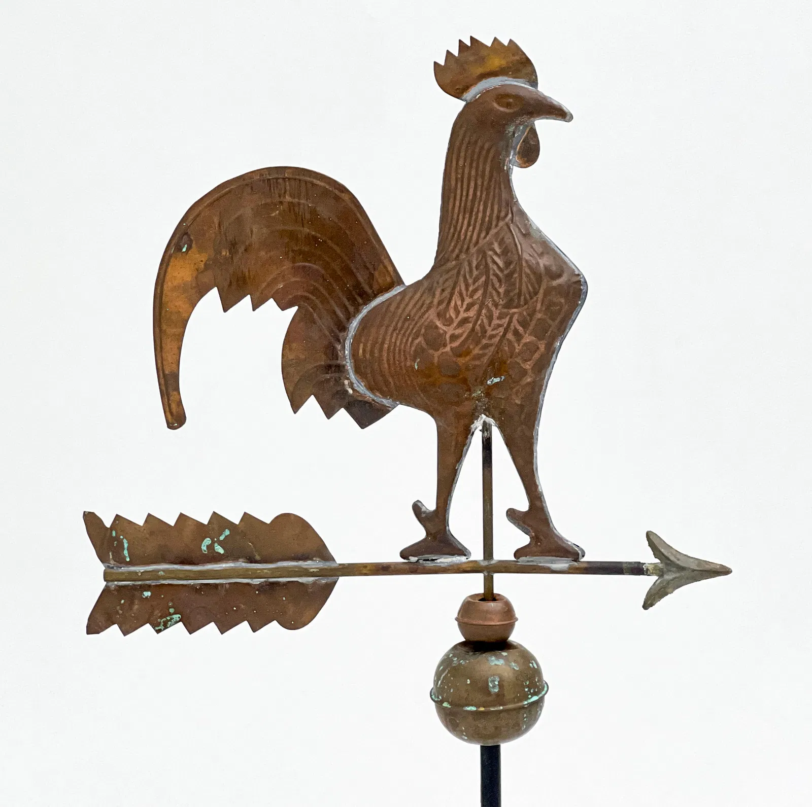 Antique Copper Rooster Weathervane on Stand | Koch Antiques