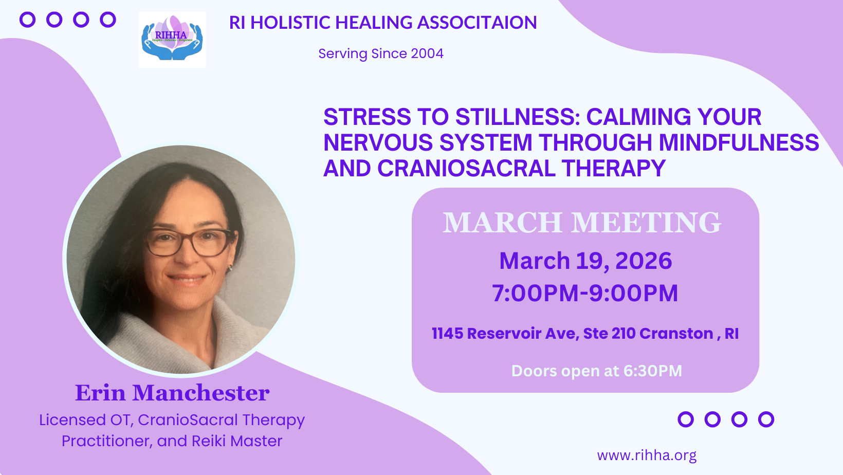 March 2026 Meeting - Stress to Stillness with Erin Manchester | Rihha