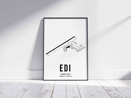 Edinburgh EDI Airport Map Light Style | Planeshape