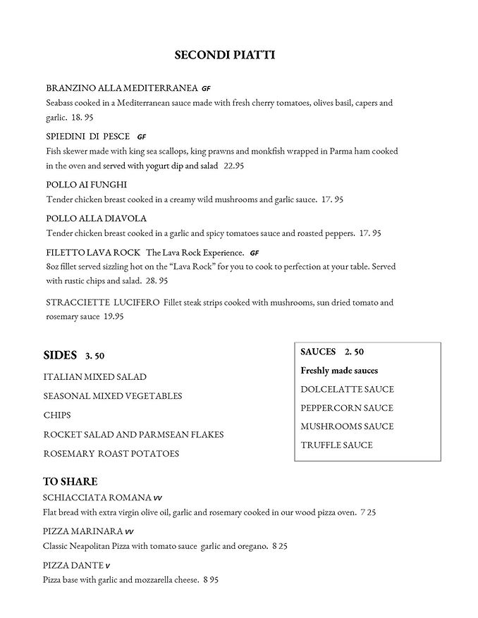 Menus | Inferno Restaurant & Bar | Hinckley