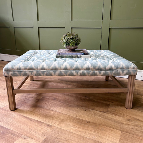 Large Upholstered Deep Button Footstool | Mysite