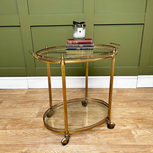 Brass & Glass Drinks Display Trolley with Tray | Mysite