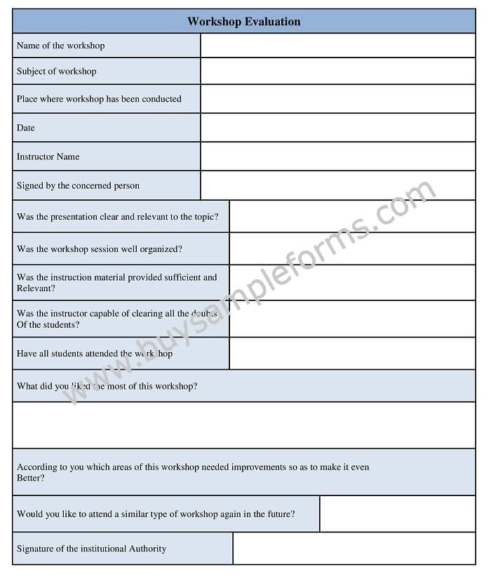 Workshop Evaluation Form Template Word
