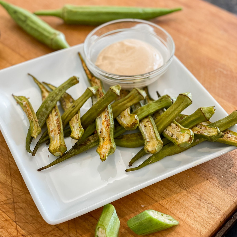 Roasted Okra with Chipotle Dipping Sauce