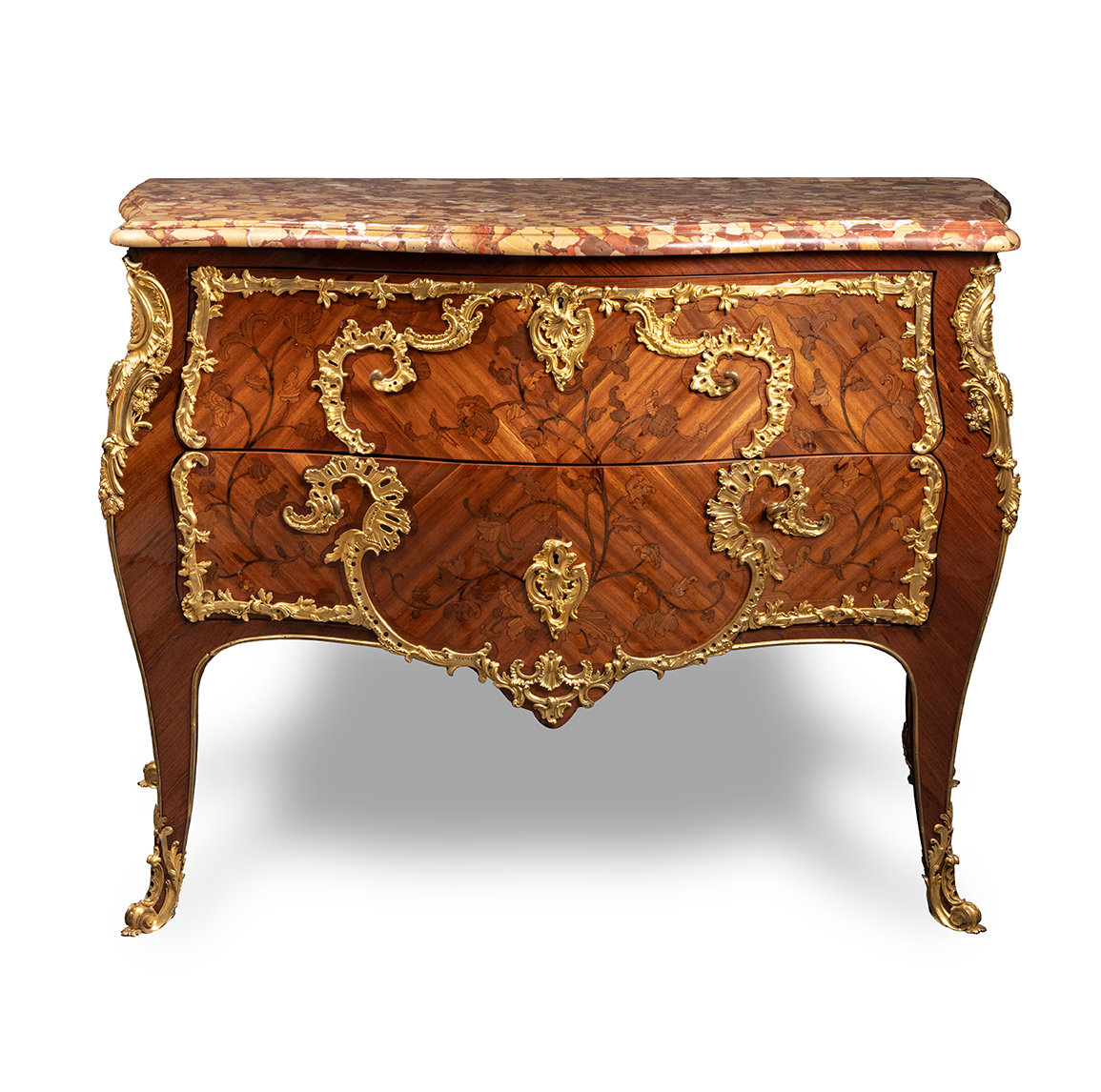 Commode d'epoque Louis XV en marqueterie de bois de bout
