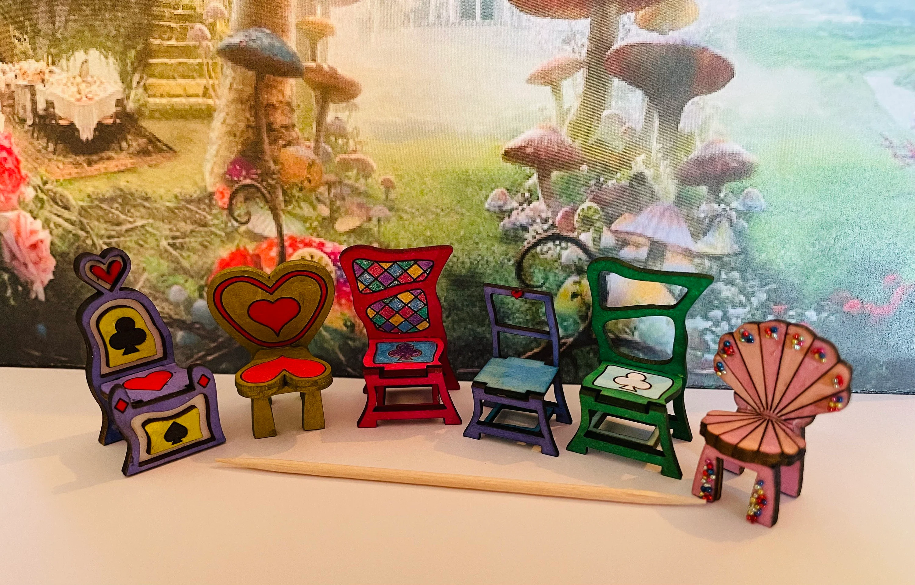 1/48th kit, Wonky Wonderland dining table and 6 chairs, quarter scale ...