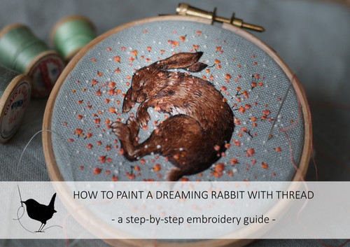 How to paint a Dreaming Rabbit with thread - Digital Hand Embroidery ...
