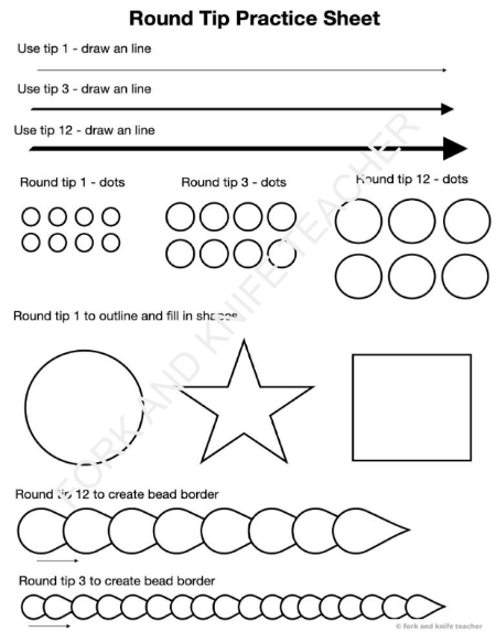 Icing Cakes Design And Practice Sheets | Fork and Knife Teach