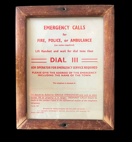 Vintage NZ Public Telephone Box Emergency Call Sign | The Vintage Room