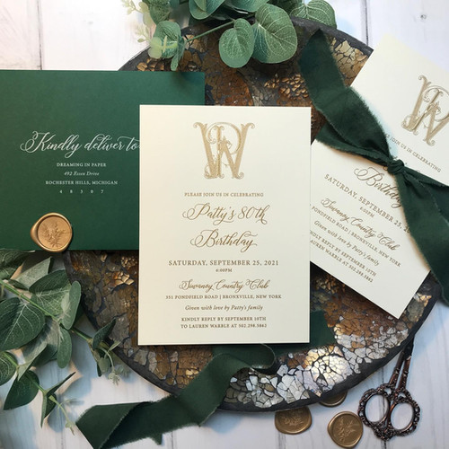 Traditional Thermography Wedding Invitations with Schuler Monogram ...