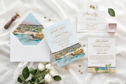 Cabo San Lucas Chileno Bay Resort Watercolor Wedding Invitations 33 ...