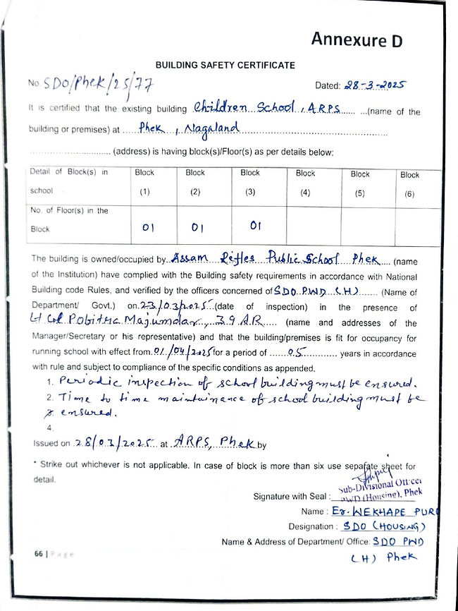 Building Safety Certificate | ARPS Phek