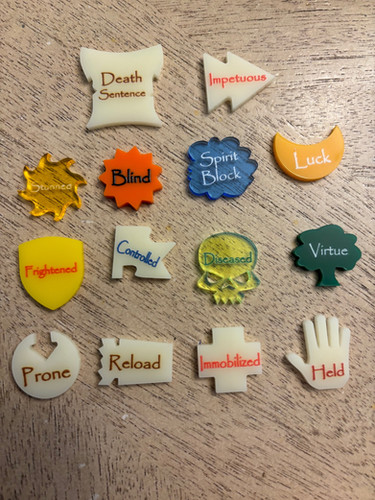 Bushido Compatible Effect & State Acrylic Tokens | Fire Forged Minis
