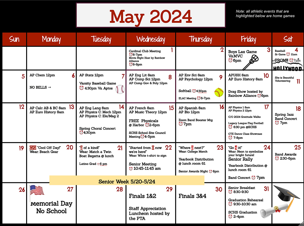 May Calendar of Events