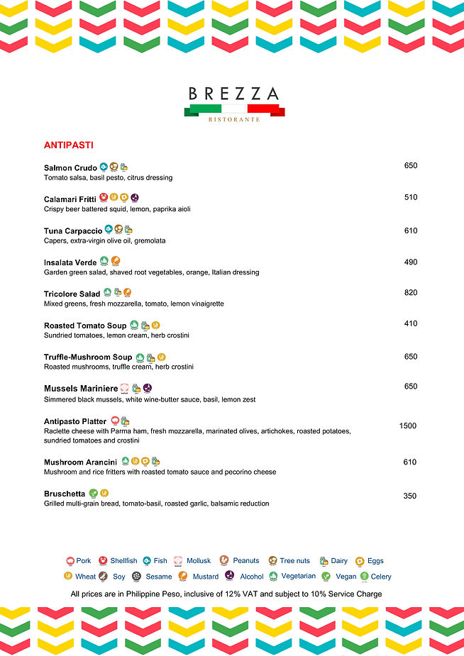 Brezza Menu | Mövenpick Resort and Spa Boracay | Malay