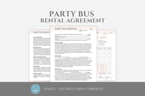 Editable Party Bus Rental Agreement Template | BizTemplateForYou