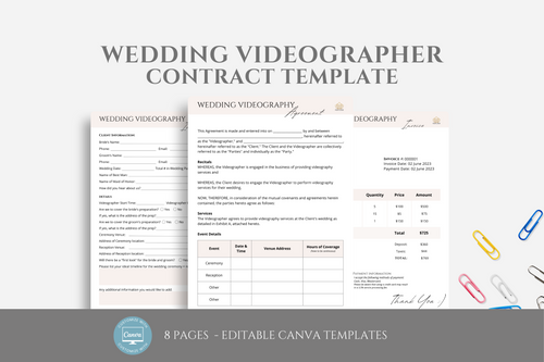 Editable Wedding Videography Contract Template, Incl. Intake Form and ...