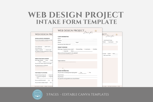 Editable Web Design Project Intake Form Template | BizTemplateForYou