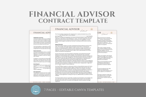 Editable Financial Advisor Contract Template | BizTemplateForYou