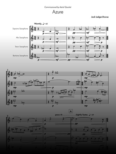 Azure - saxophone quartet (PDF) | Jack Ledger-Dowse