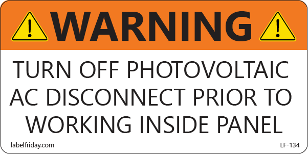 AC Disconnect Turnoff Warning Label | Label Friday AC Disconnect Turnoff Warning Label | Label Friday