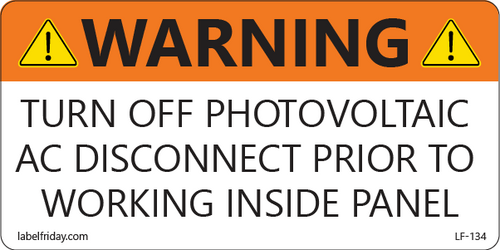 AC Disconnect Turnoff Warning Label | Label Friday