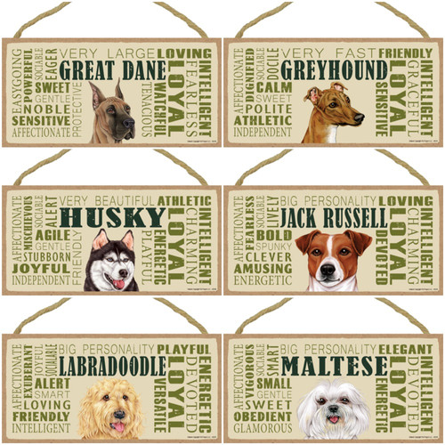 Dog Breed Decorative "Loyal" Wood Signs, Breeds G - M | All About Animals
