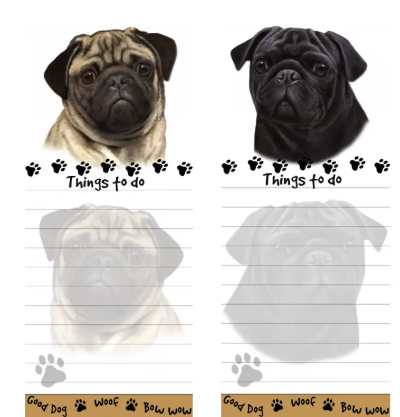 Pug Magnetic Notepad By E&S Pets | All About Animals