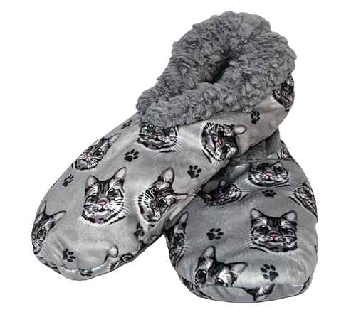 Grey Tabby Cat Comfies Slippers by E&S Pets | All About Animals