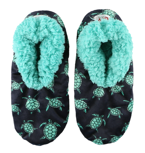 "Turtley Awesome" Sea Turtle Fuzzy Feet Slippers by Lazy One | All ...
