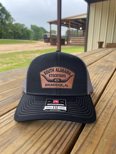 Black Patched Hat with Gray Mesh Back | South Alabama Stocky