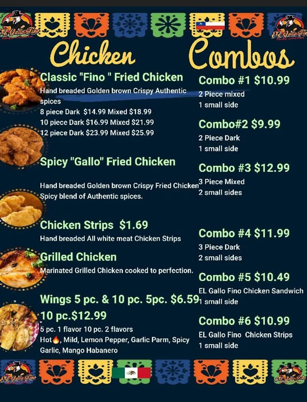 Menu | El Gallo Fino