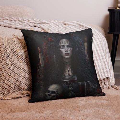 Fantasy gothic witch pillow with insert - gothic witchy gift skull ...