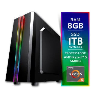 Computador Gamer CertoX - STREAM 1009 PW (RZ5-5600G / 8GB / SSD1TBNVMe ...