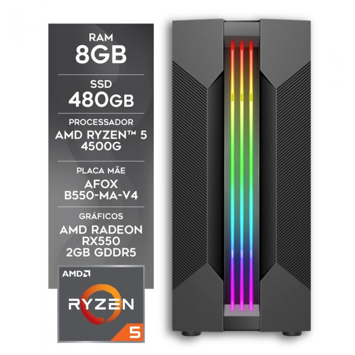 Computador Gamer CertoX STREAM - 1033 AF (RZ5-4500 / 8GB / SSD480SATA ...