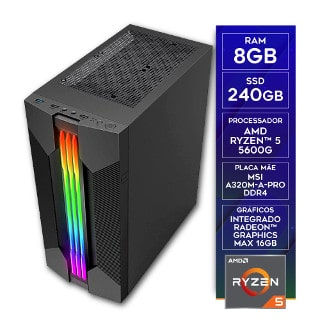 Computador Gamer CertoX STREAM - 1035 MSI (RZ5-5600G / 8GB / SSD240SATA ...