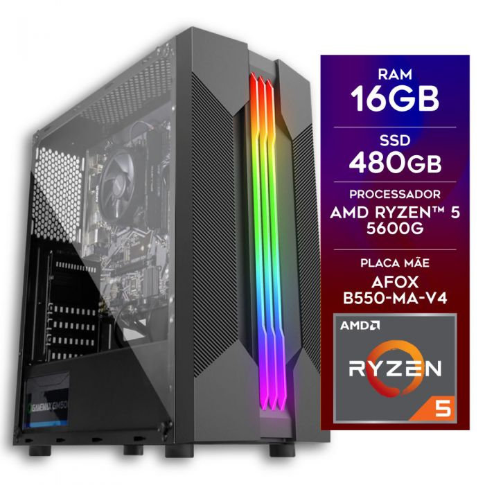 Computador Gamer CertoX STREAM - 1031 AF (RZ5-5600G / 16GB / SSD480SATA ...