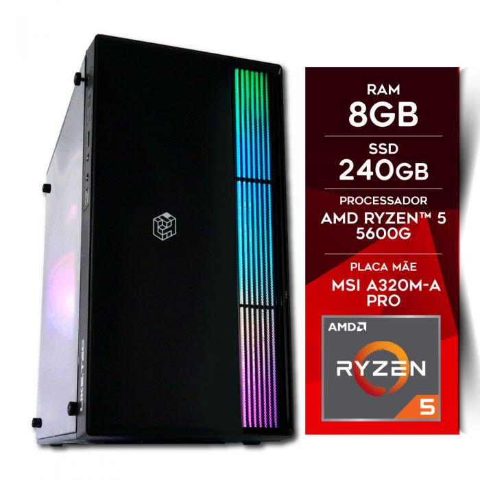 Computador Gamer CertoX STREAM - 1029 MSI (RZ5-5600G / 8GB / SSD240SATA ...
