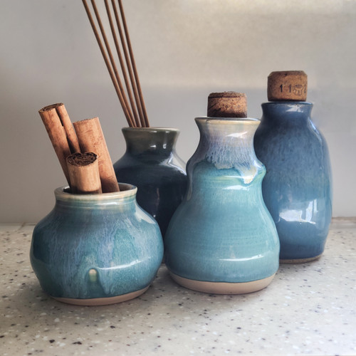 4 small blue vases | Sherifrances