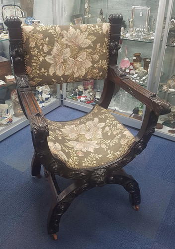 19thC Savonarola Style Chair / Throne Chair | tall-trees