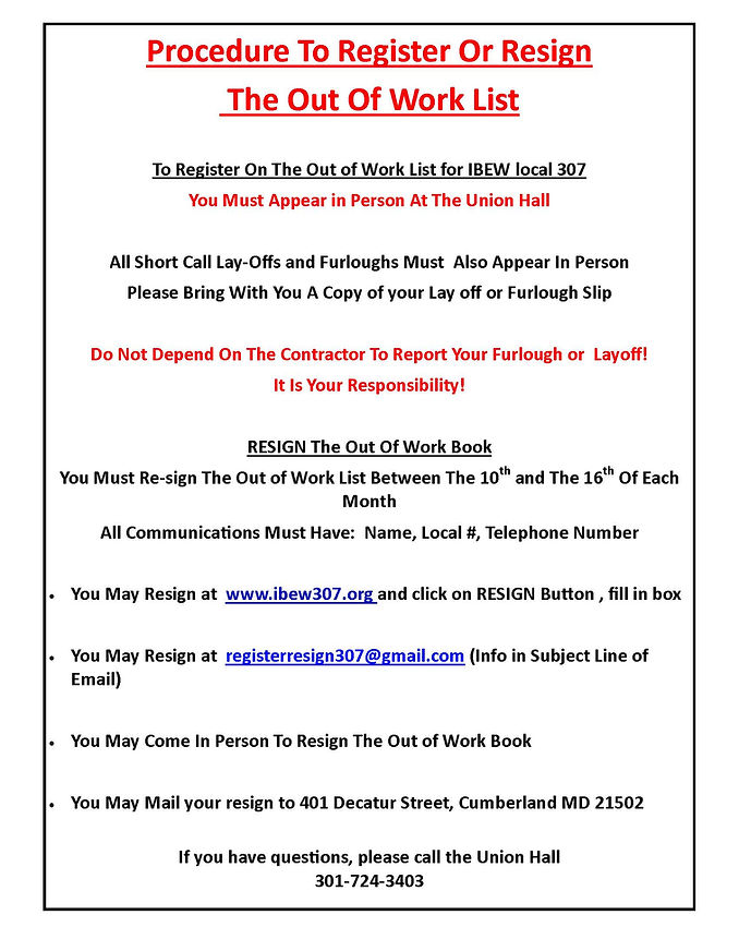 Registure Resign Out of Work List | mysite