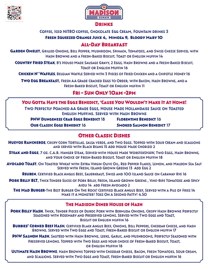 The Madison Diner | Bainbridge Island | Brunch