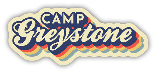 Camp Greystone Retro Script Sticker | The Greystone Store