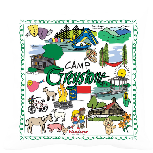 Camp Greystone Camp Scene Pillow | The Greystone Store