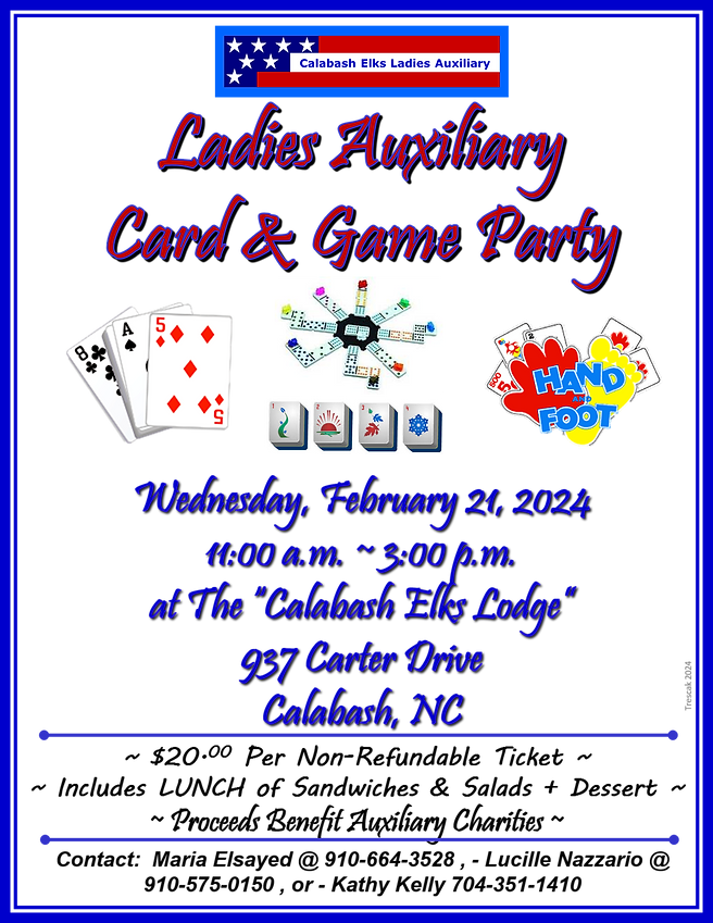 Ladies Aux Card Party | Calabash Elks
