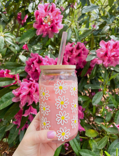 Glass daisy 16 oz cup | Rafter A Refillery