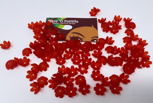 Red Frosted Heilala Flower Beads (Kahoa Flowers) | Tiare 'O Patitifa